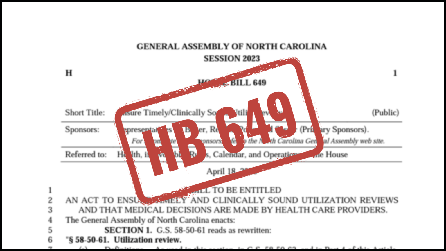 HB 649 Passes House Unopposed, Heads to Senate. Your Help Needed Now. - North Carolina Medical ...